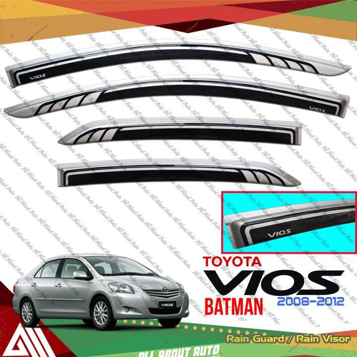 Toyota Vios 2008-2012 BATMAN Rain Guard Window Visor Two Tone Black Net ...