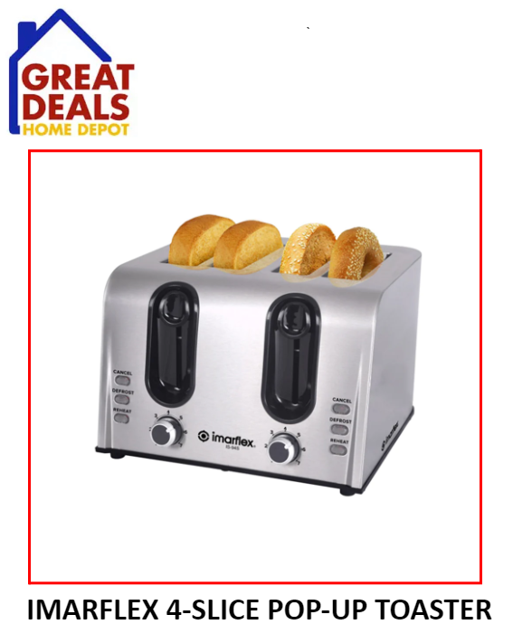 GREAT DEALS IMARFLEX 4-SLICE POP-UP BREAD TOASTER | Lazada PH