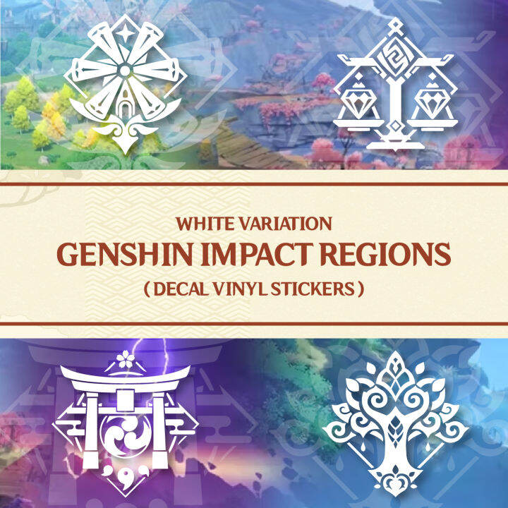 Genshin Impact Region - Decal Stickers Waterproof - White Variation ...