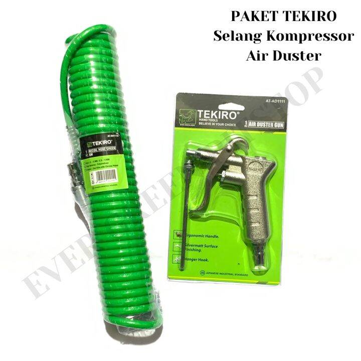 PAKET TEKIRO Selang Spiral Kompressor dan Semprotan Angin Recoil Hose 6 ...