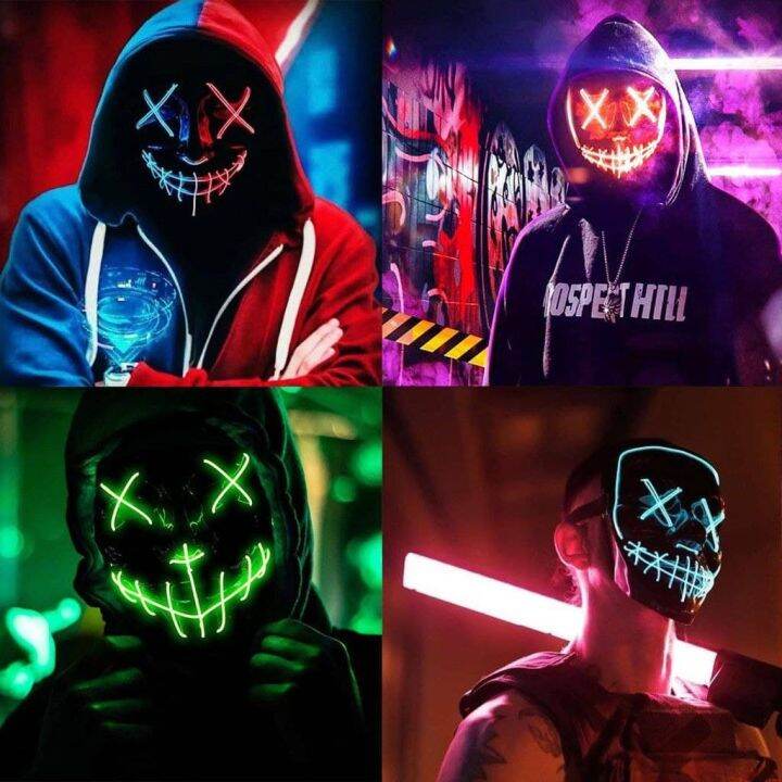 Led Mask Halloween Party Masque Masquerade Cosplay Neon Maske Light ...