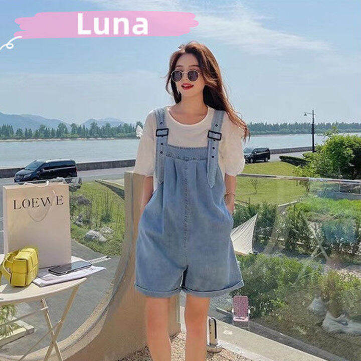 Luna shop🌻กางเกงยีนส์ขาสั้น🍊เอี๊ยมยีนส์ขาสั้น กางเกงหลวม เสื้อผ้าแฟชั่นผู้หญิง แฟชั่นสุดชิค ทรง ...