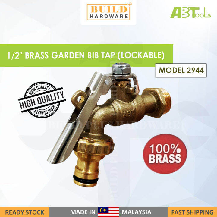 ABTools 1/2" Brass Key Union Ball Bib Tap (Lockable) Water Tap Garden ...