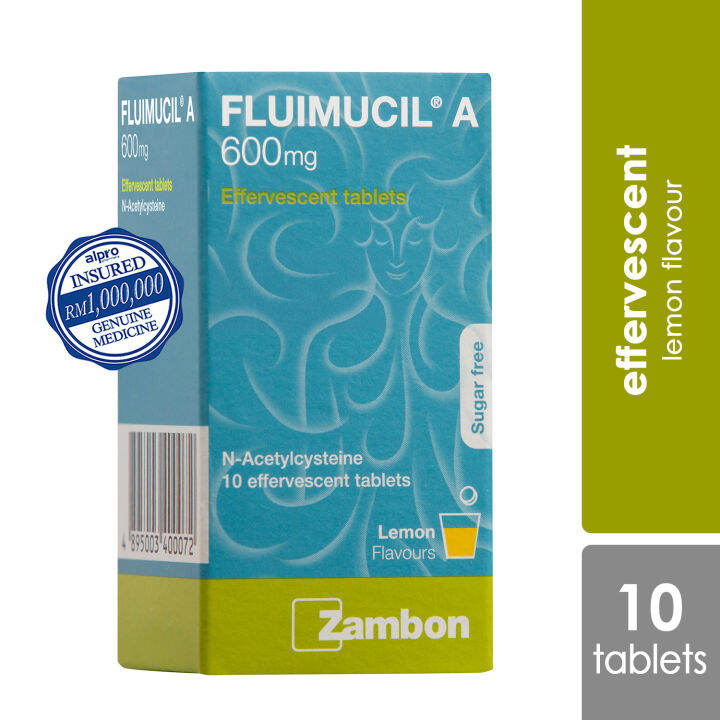 Fluimucil A 600 Effervescent Tablet 10s (Lemon Flavour) Exp. Date: 04/ ...