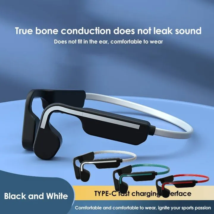 Flexible Bone Conduction Earphone Headphones Blue Tooth Stereo Over Ear ...