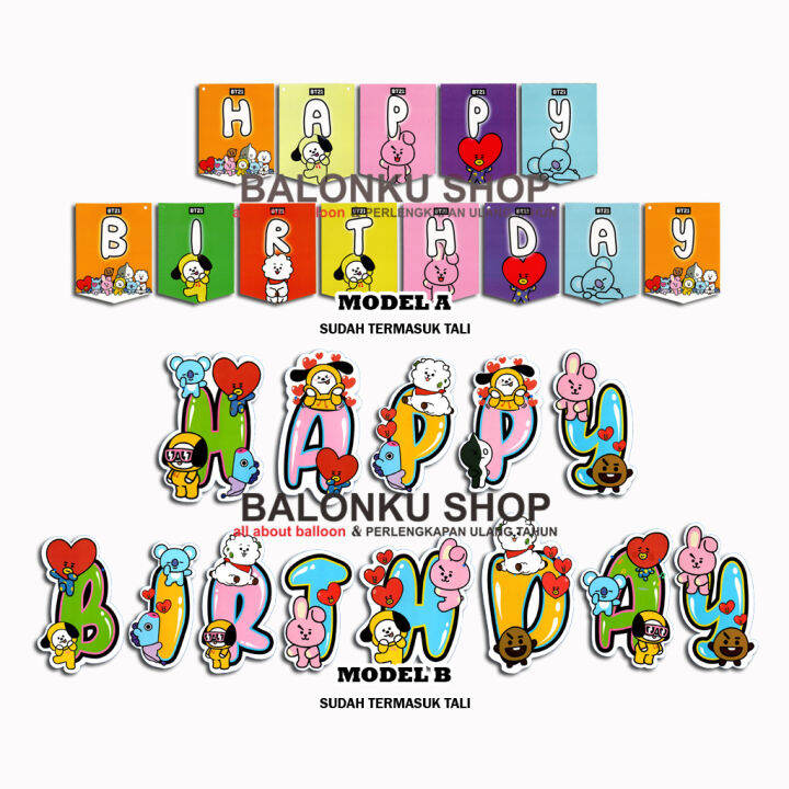 Banner Happy Birthday BTS 21 / Bunting Flag HBD BT 21 | Lazada Indonesia