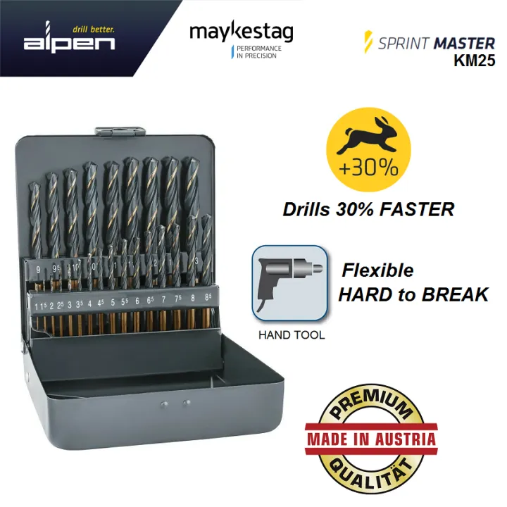 Alpen 25PCS(Metal) HSS Sprint Master KM25 Drill Set | Lazada