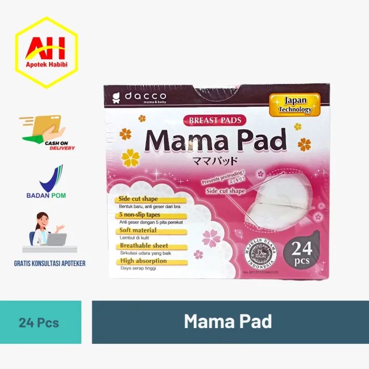 Mama Pad Breast Pads Side Cut Shape isi 24 pcs Mama ped Mamaped Alas ...