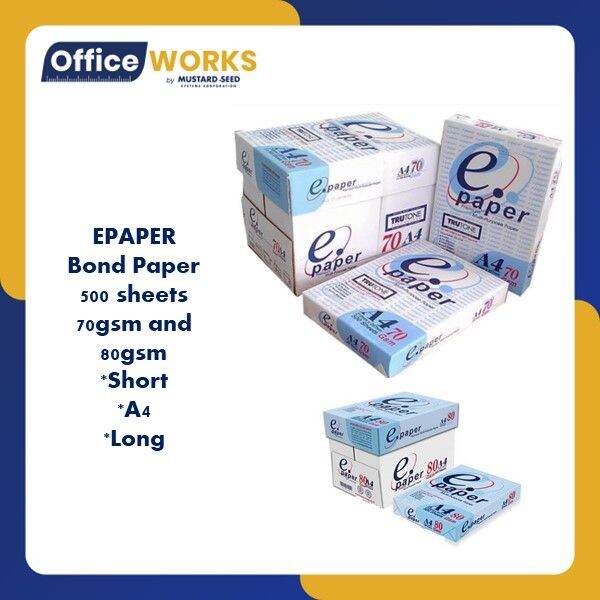 Epaper Bond Paper / Copy Paper/ 70gsm and 80gsm Bond Paper/ Short / A4 ...