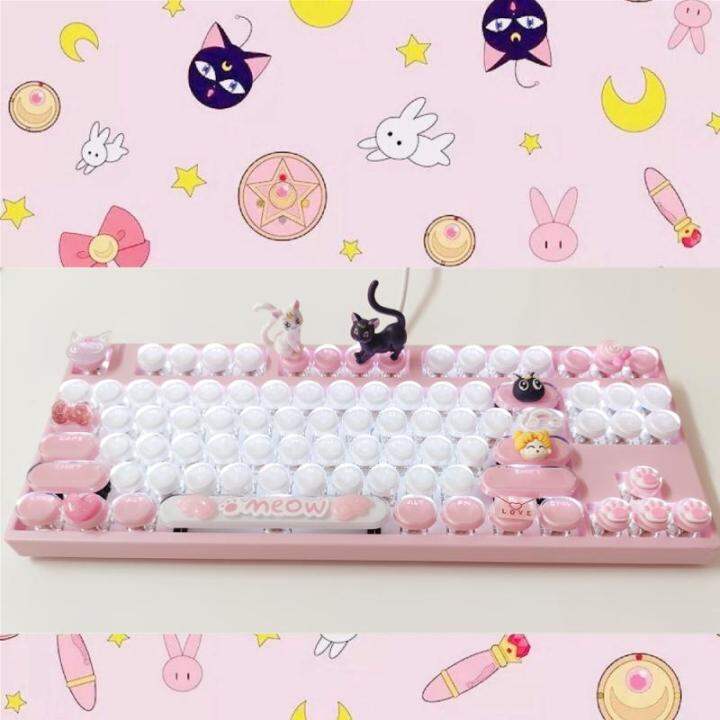 Bandai Sailor Moon Anime Wired Mechanical Keyboard 87/104 Keys Gaming ...