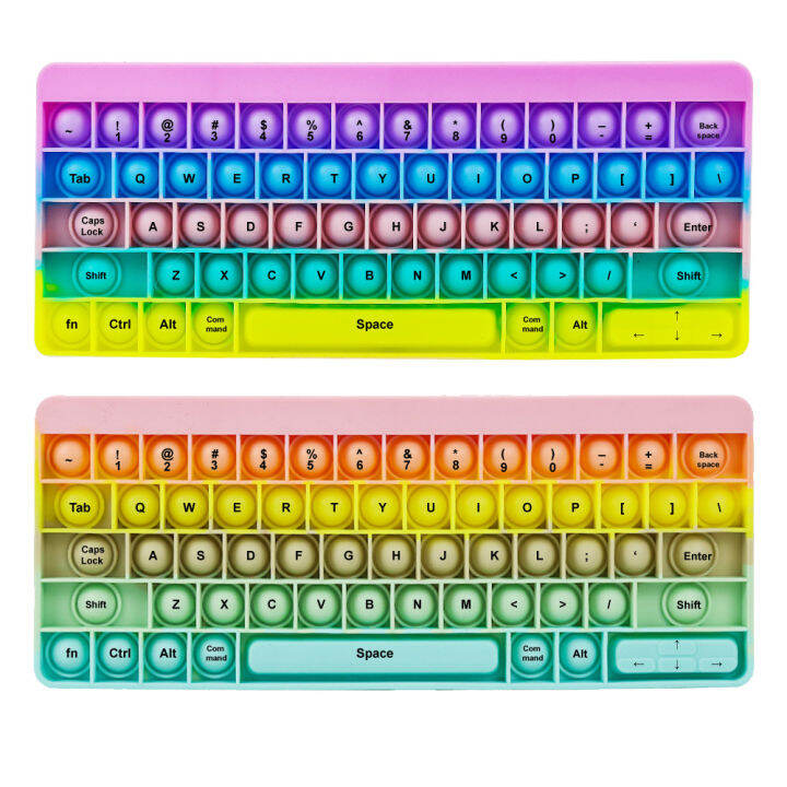 LYZRC Pop It Fidget Toys Silicone Keyboard Letter Rainbow Macaron ...