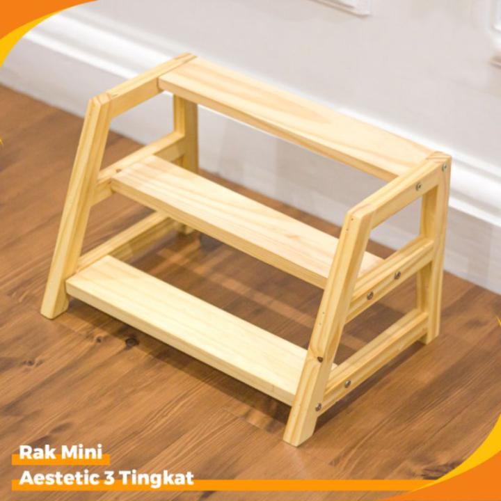 Rak Mini 3 Tingkat FULL KAYU Aestetic | Rak Bumbu 3 Tingkat FULL KAYU ...