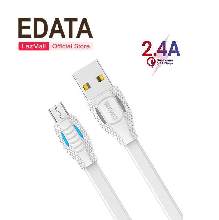 Cáp Sạc 2.4A WEWO WCA-008 Micro đèn Led báo sạc dây TPE dẹt chống rối ...