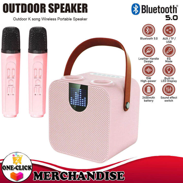 SP-200 Bluetooth Karaoke Speaker Portable Outdoor Singing Speaker With 2 Wireless Microphone ...