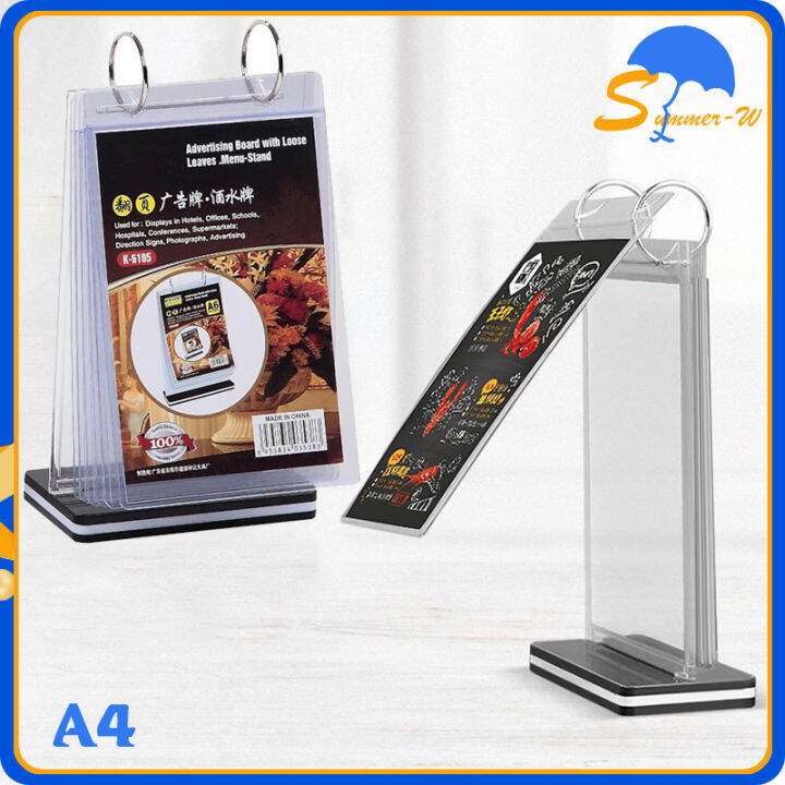 Stand Menu Akrilik A4 Rak Menu Akrilik Dengan Loose Leaf Acrylic Menu ...