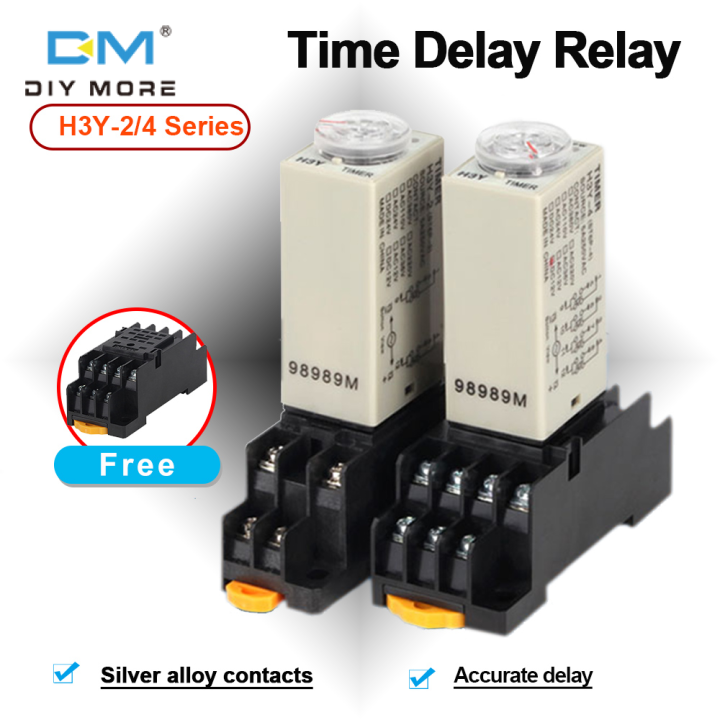 Diymore Time Relay H3y 2 4 Power On Delay Dc12v 24v Ac220v Silver Contact Small Time Relay Dc24v