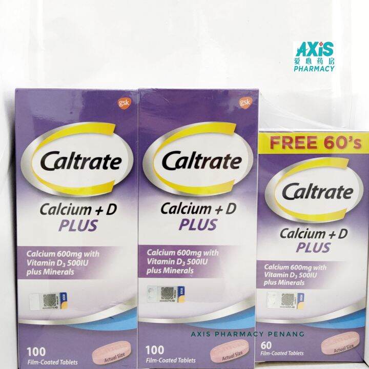 Caltrate Calcium + D PLUS 100's + 100's + 60's Film-Coated Tablet EXP ...