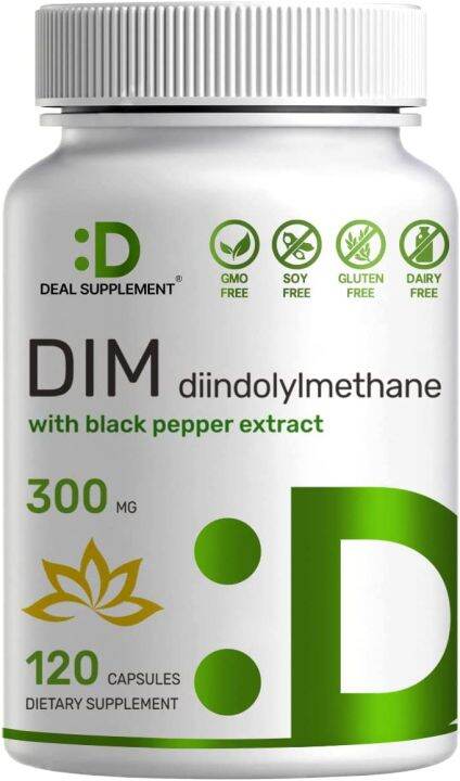 High Absorption DIM 300mg (Diindolylmethane) with Black Pepper Extract ...