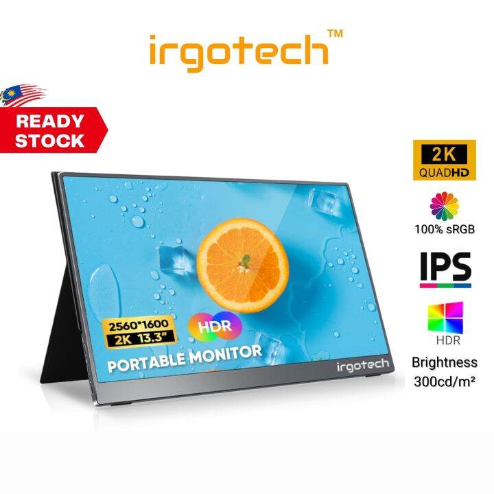 IRGOTECH 2K Portable Monitor 13.3" Laptop Extended Monitor Type-C IPS ...