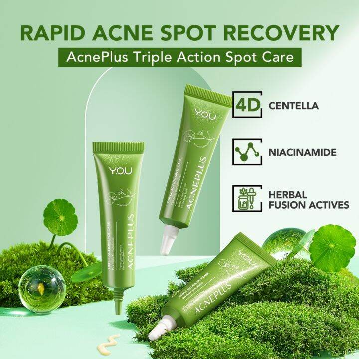 Y.O.U Acne Plus Triple Action Spot Care 15g Anti Acne Treatment Pimple ...