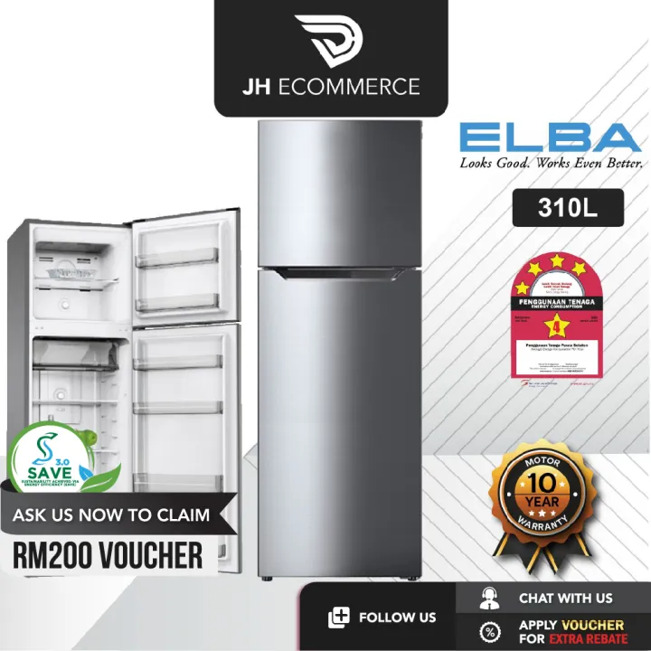 Elba Italy 310L Ultimo 2-Door Refrigerator ER-G3125 (SV) | Fridge ...