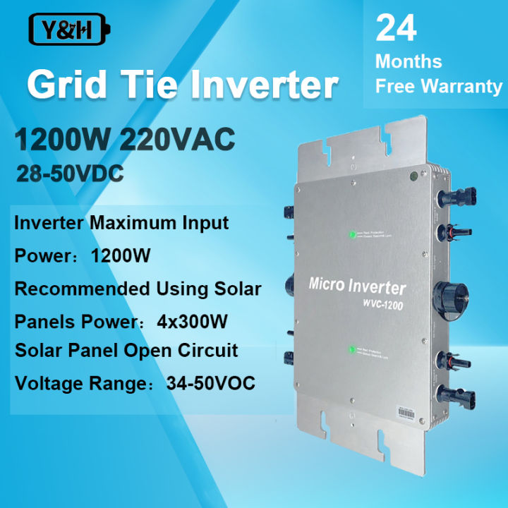 Y&H 1200W Solar Grid Tie Micro Inverter Waterproof IP65 MPPT DC28-50V ...