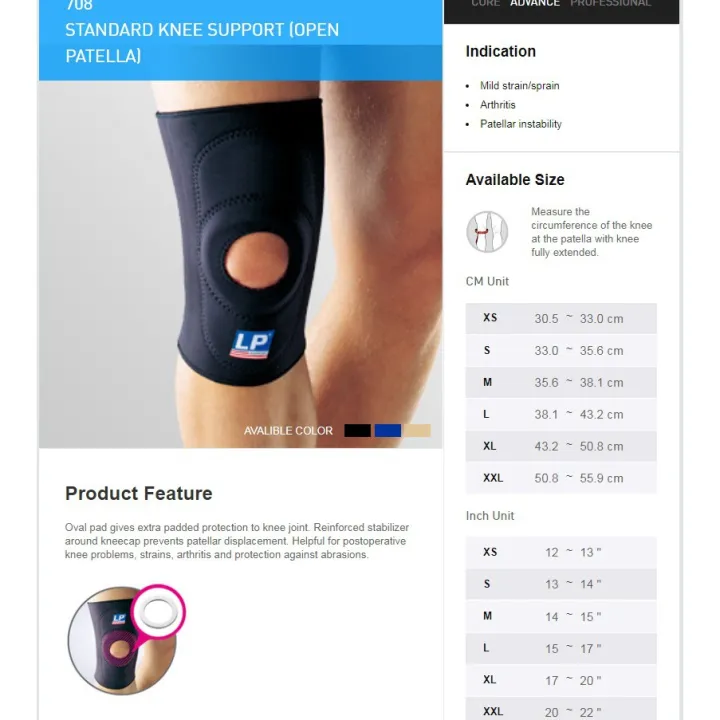 LP 708 Knee Support Open Patella LP Support BLACK(NOT IN PAIR) | Lazada PH