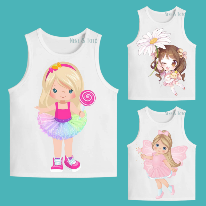 NENE & TOTO 1 Piece White Sando Shirt Tops for Kids Girls Cotton ...