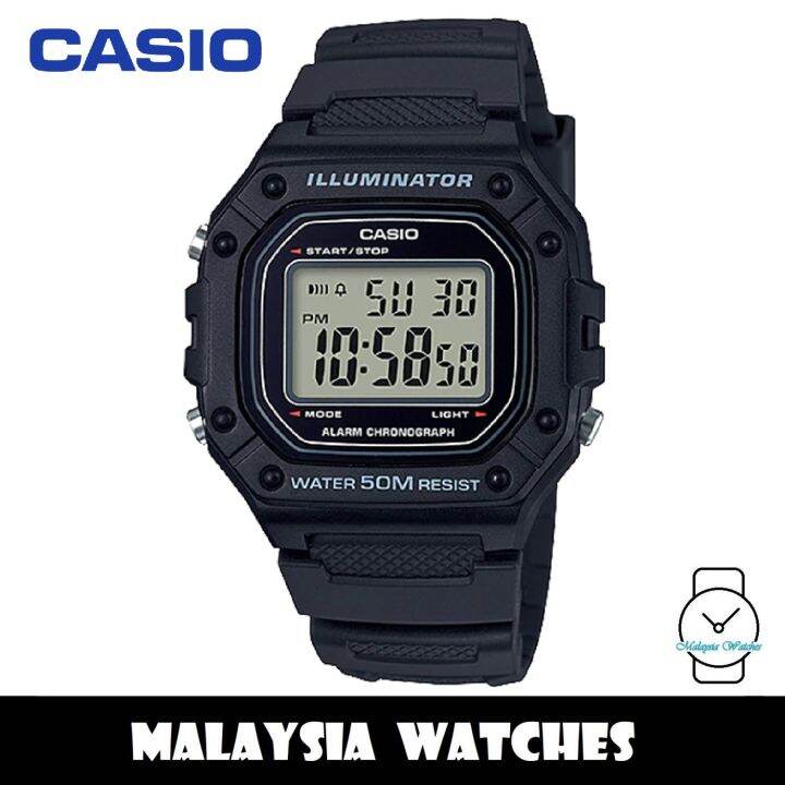 (100% Original) Casio W-218H-1A Classic Youth Digital Black Resin Watch ...