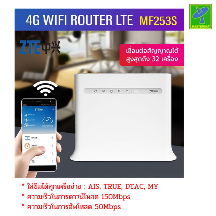 ZTE MF253S เราเตอร์ไร้สาย แบบใส่ซิม CPE POCKET WIFI 4G UNLOCKED 150Mbps ...