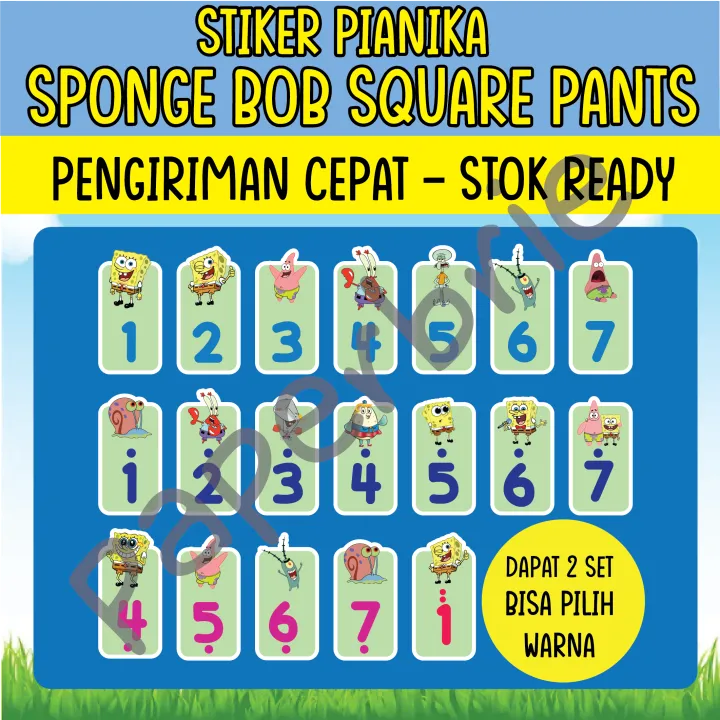 [ Pianika Sponge bob ] Stiker pianika sticker pianika not piano tuts ...