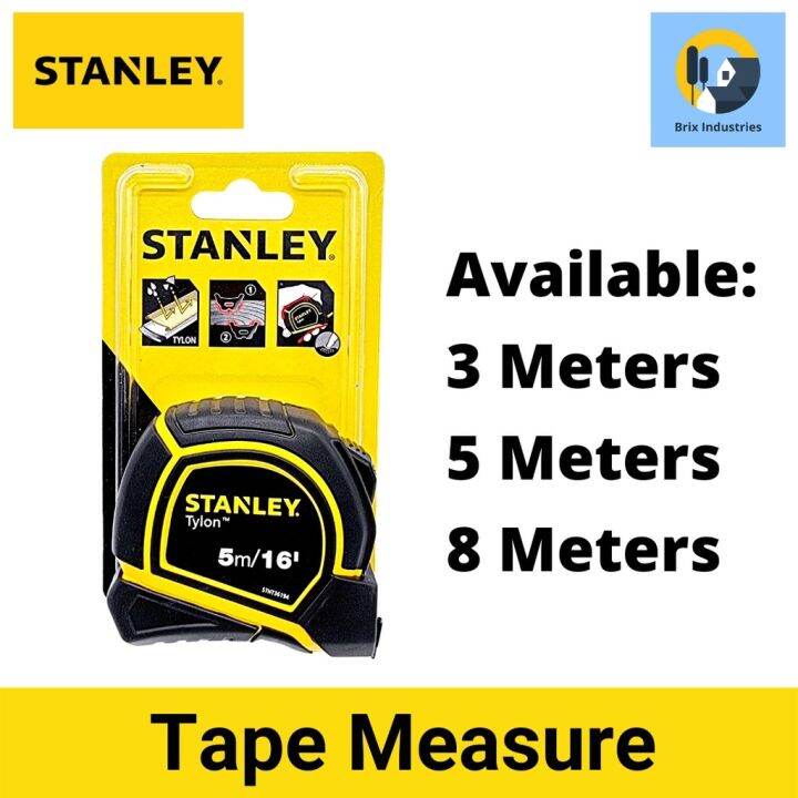 Stanley Tape Measure 3m 5m or 8m Tylon Case Bi-Material Rubber Grip ...