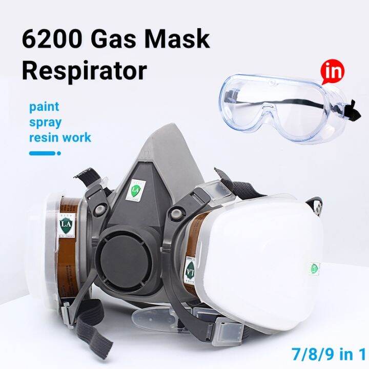 Chemical Mask 6200 7/8 in 1 Gas Mask Dust Respirator Paint Insecticide ...