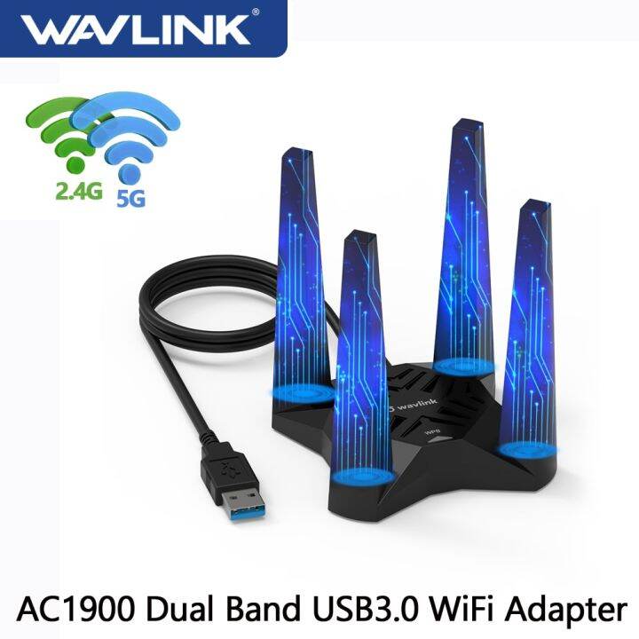 Wavlink AC1900 Dual Band 2.4G&5G USB3.0 Wireless Network Card USB Wifi Adapter 4X3dbi External ...