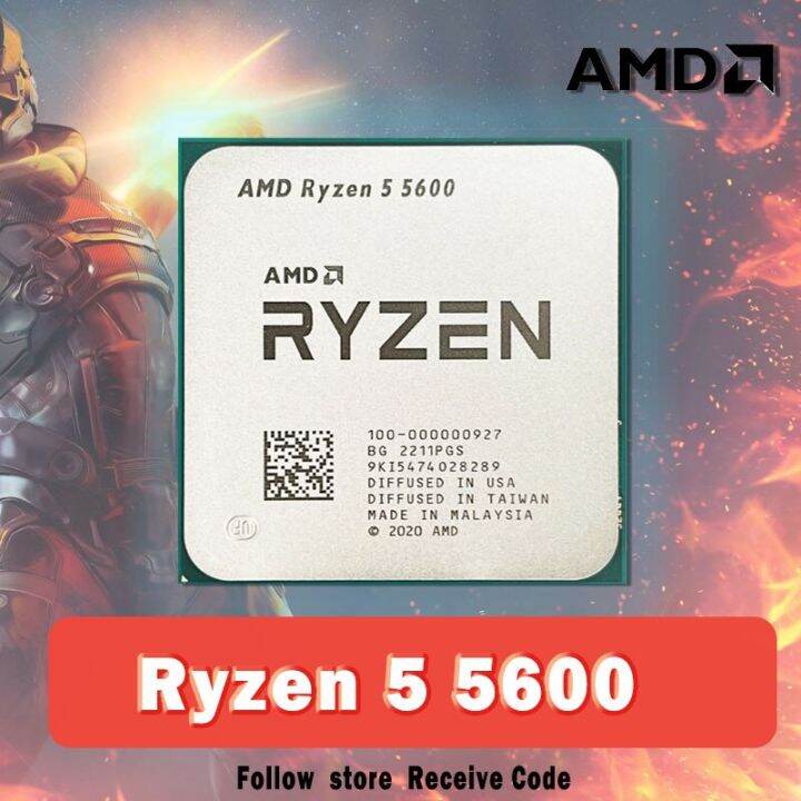 AMD Ryzen 5 5600 R5 5600 3.5 Ghz 6-Core 12-Thread CPU Processor 7NM L3 = 32M 100-000000927ซ็อกเ ...