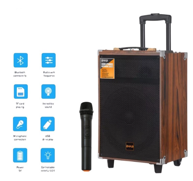 Quality Wooden Bass Karaoke 12-inch Trolley Handy Wireless Heavy Big ...