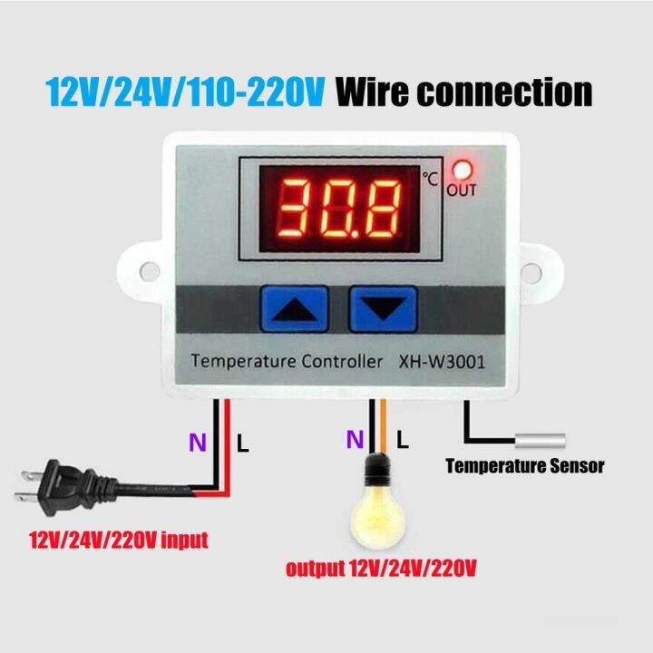 XH-W3001 Multifunction Digital Temperature Controller DC12/24V AC110 ...