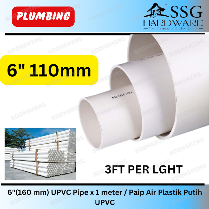 6" 160 mm BBB UPVC PIPE WHITE Paip Air Putih Plastik Paip Air Plastik ...