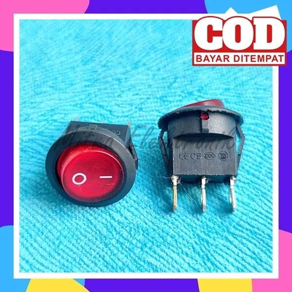 Switch Bulat 3 Pin On Off Dengan Lampu Indikator Switch Lampu Bulat 3 Pin Kaki Lazada Indonesia 