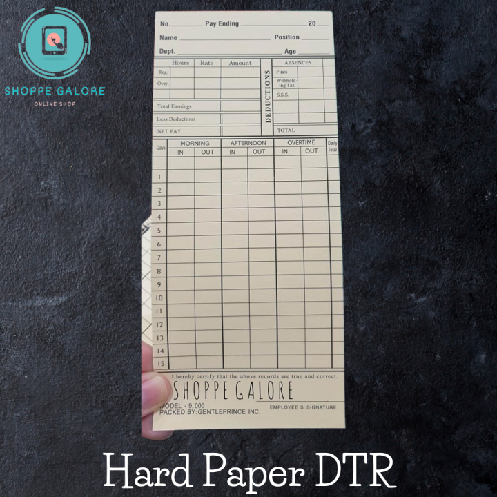 DTR DAILY TIME RECORD CARD HARD | Lazada PH