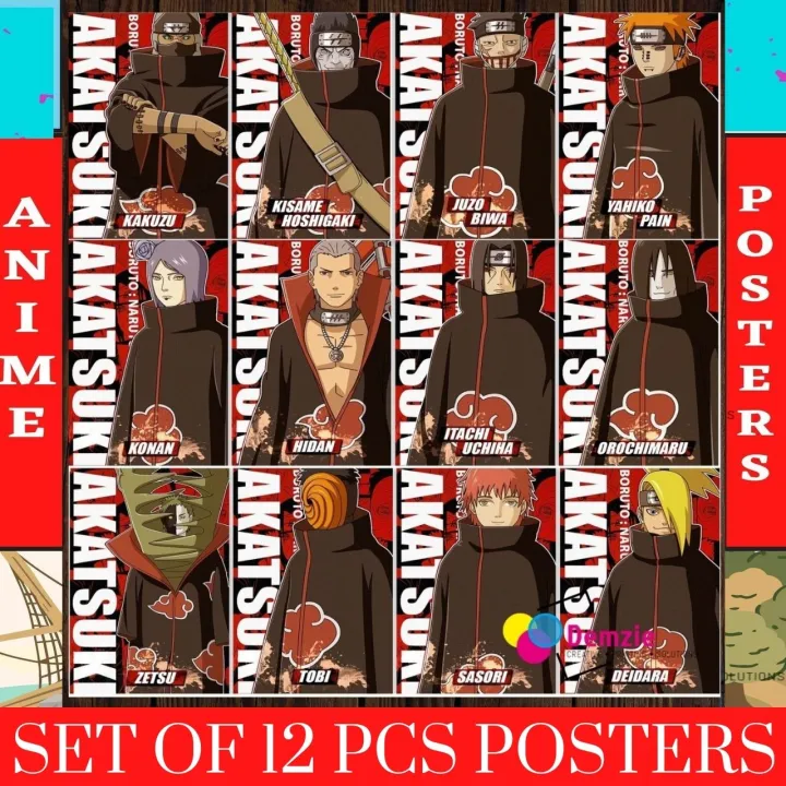 AKATSUKI ANIME POSTERS (Set of 12 pcs) : A4 Size ANIME HD WALLPAPER ...