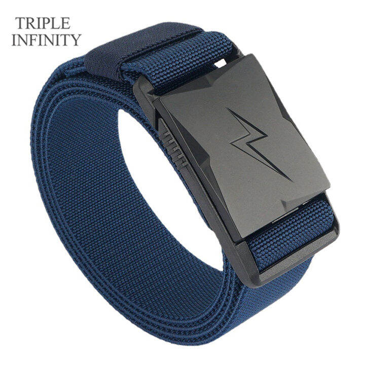 Lightning Pattern Magnetic Buckle Quick Release Tactical Belt Elastic ...