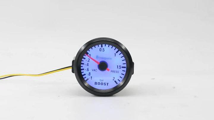 รอบ Earth 52มม. BlueBacklight Auto Car Turbo Boost Gauge Turbin -1 ~ 2 ...