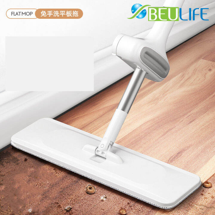 BEULIFE Self-Wringing Magic Flat Mop Lazy Floor Mop Micro Fiber Fabric ...