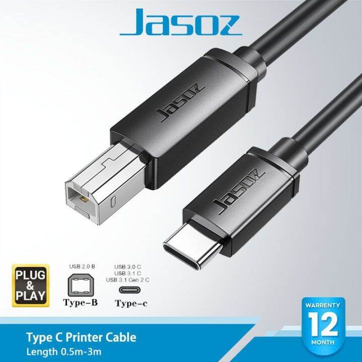 Jasoz Printer Cable Type C USB C To USB 2.0 Printer Cable 1m 2m 3m For ...