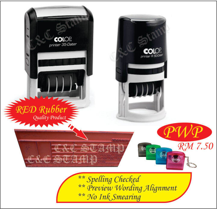 Round (R24D) Self-Ink Dater Rubber Stamp / Cop Tarikh / Company Chop ...