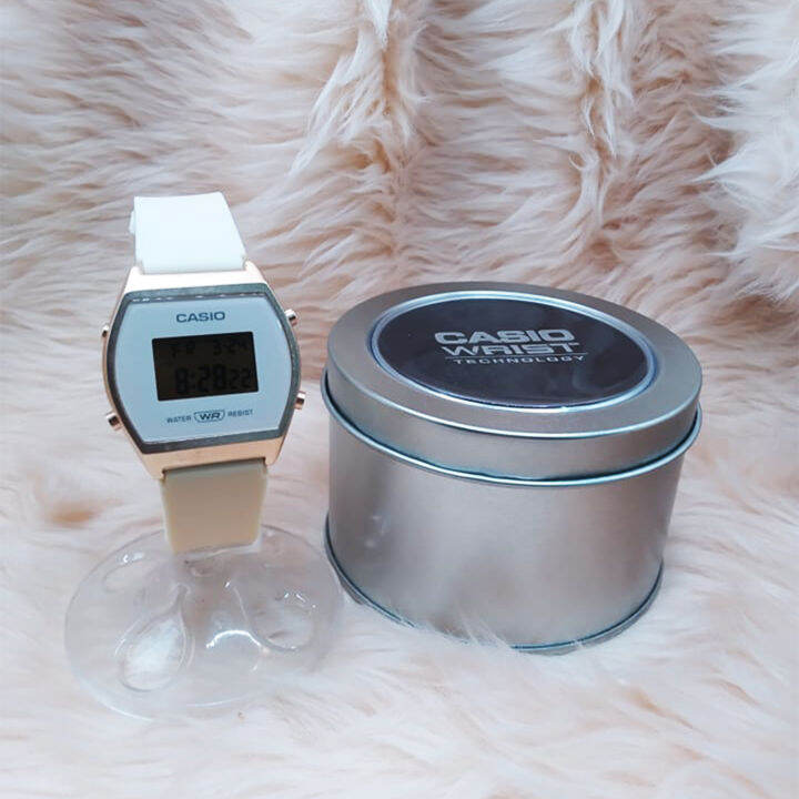 Casio A-168 Water Resistant White Dial Rose Gold Frame Pastel Peach ...