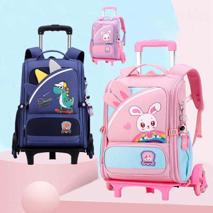 Trolley Luggage Backpack w/ 6 Weels Stairs Climber for Kids Waterproof ...