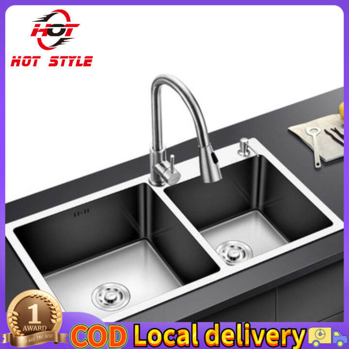 Kitchen 304 stainless steel sink double sink thickened washing basin ...