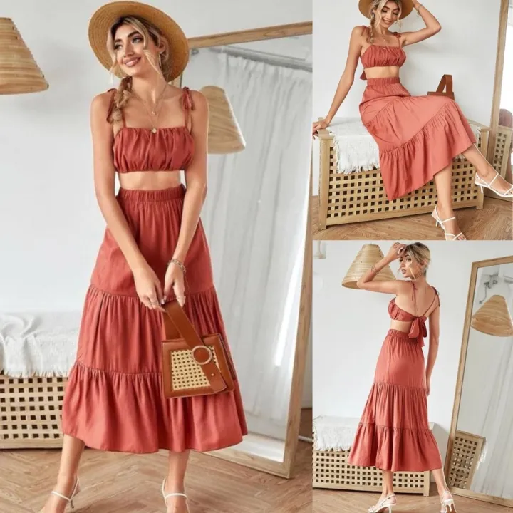 ∏ ☈ LESEKA Sandra Maxi Terno Skirt Summer Outfit Fabric Fit Small to ...